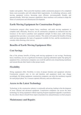 Earth Moving Equipment Hire.pdf | Construction Industry | Industries