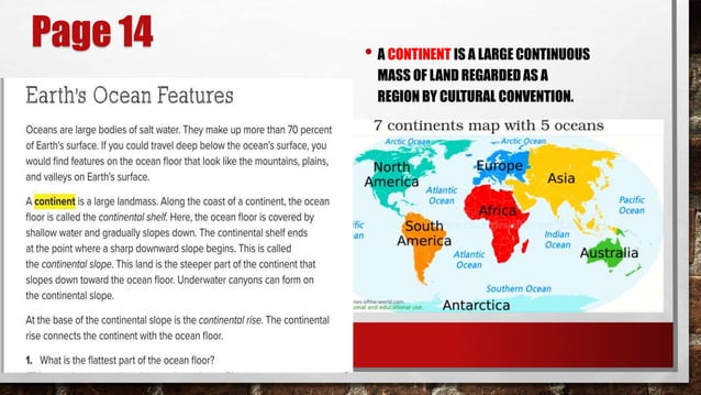 Earth ocean features land features grade 4 | PPT