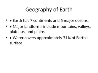 "Exploring Earth: Facts, Features, and Wonders" | PPTX