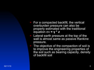 Earth Pressure Due To Vibratory Compaction | PPT