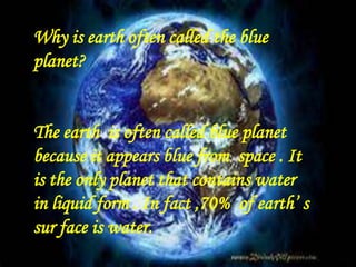 About the Blue Planet, Earth | PPTX