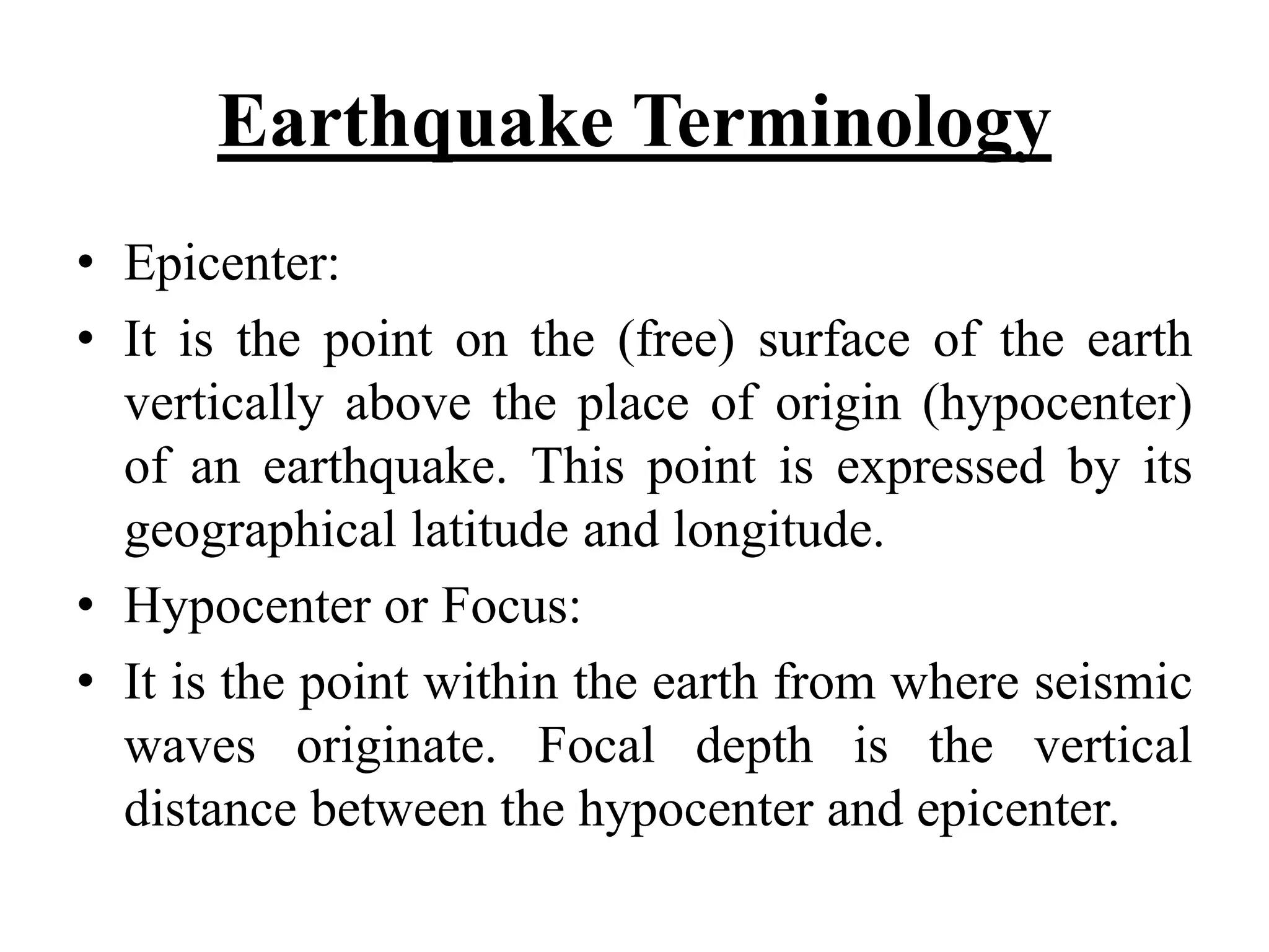 Earthquake Terminology & causes | PPTX