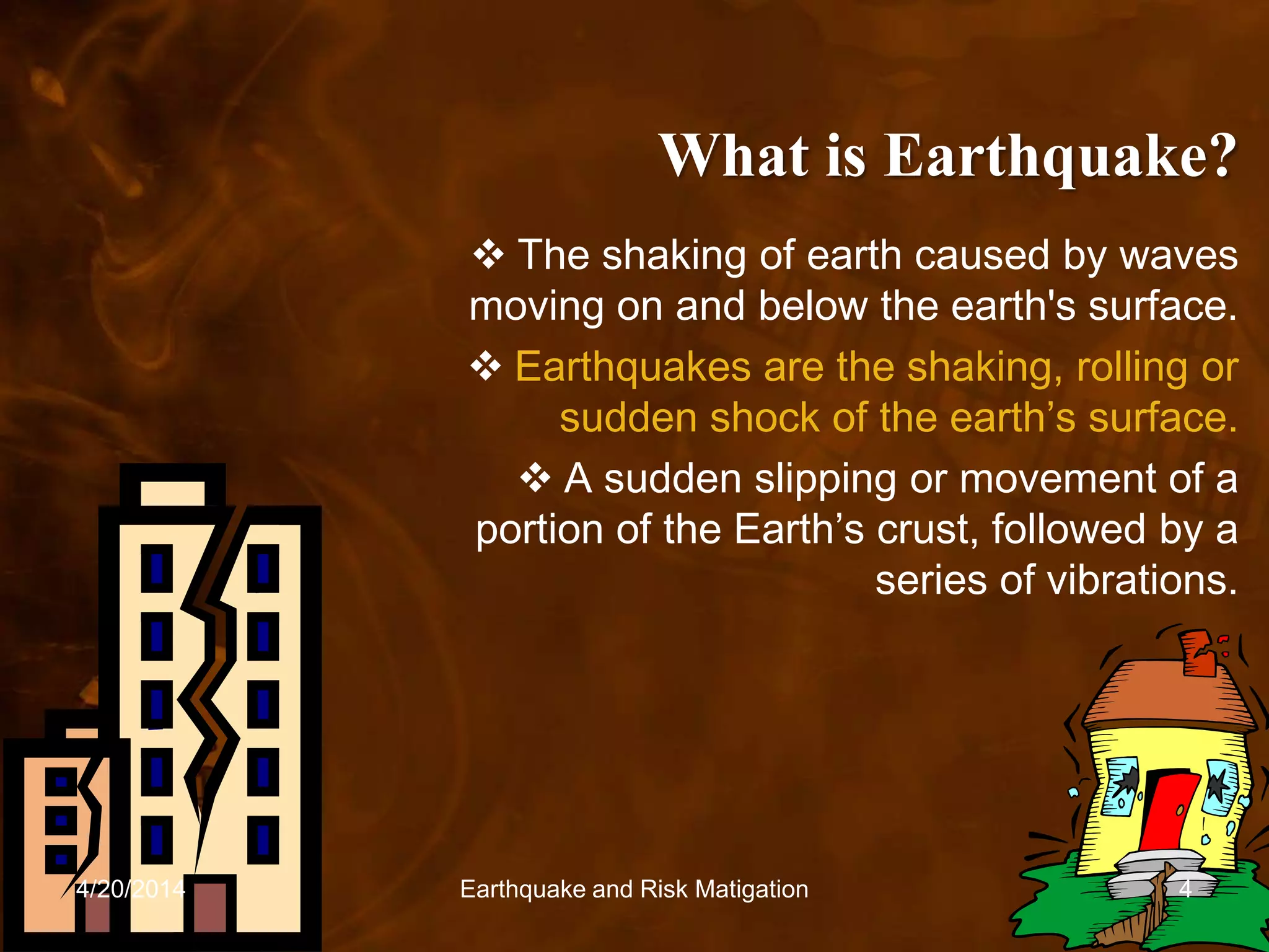 Earthquake and risk mitigation | PPTX
