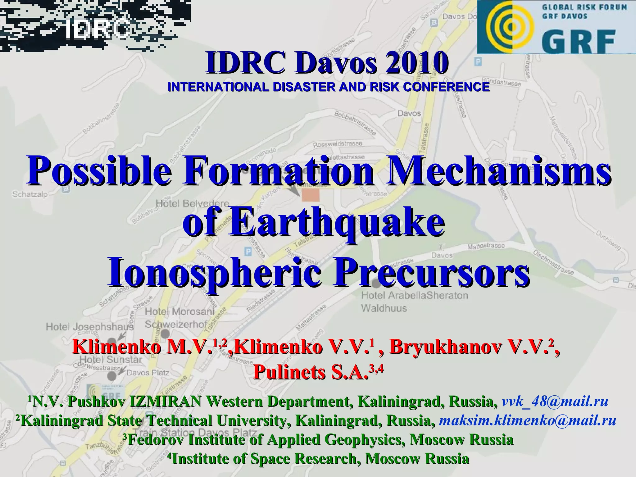 Possible Formation Mechanisms of Earthquake Ionospheric Precursors | PPT