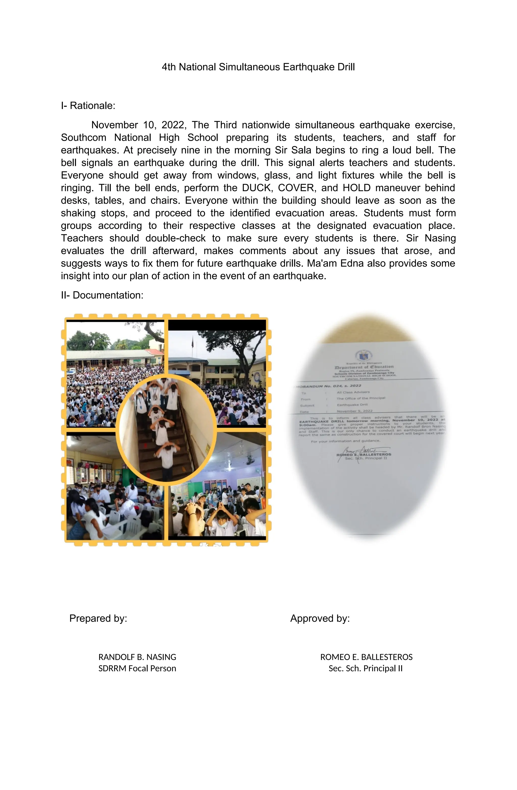 # Earthquake-drill-Accomplishment report (4).docx