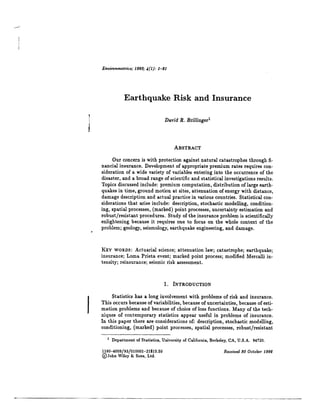 Collection of Earthquake Risk and Insurance | PDF