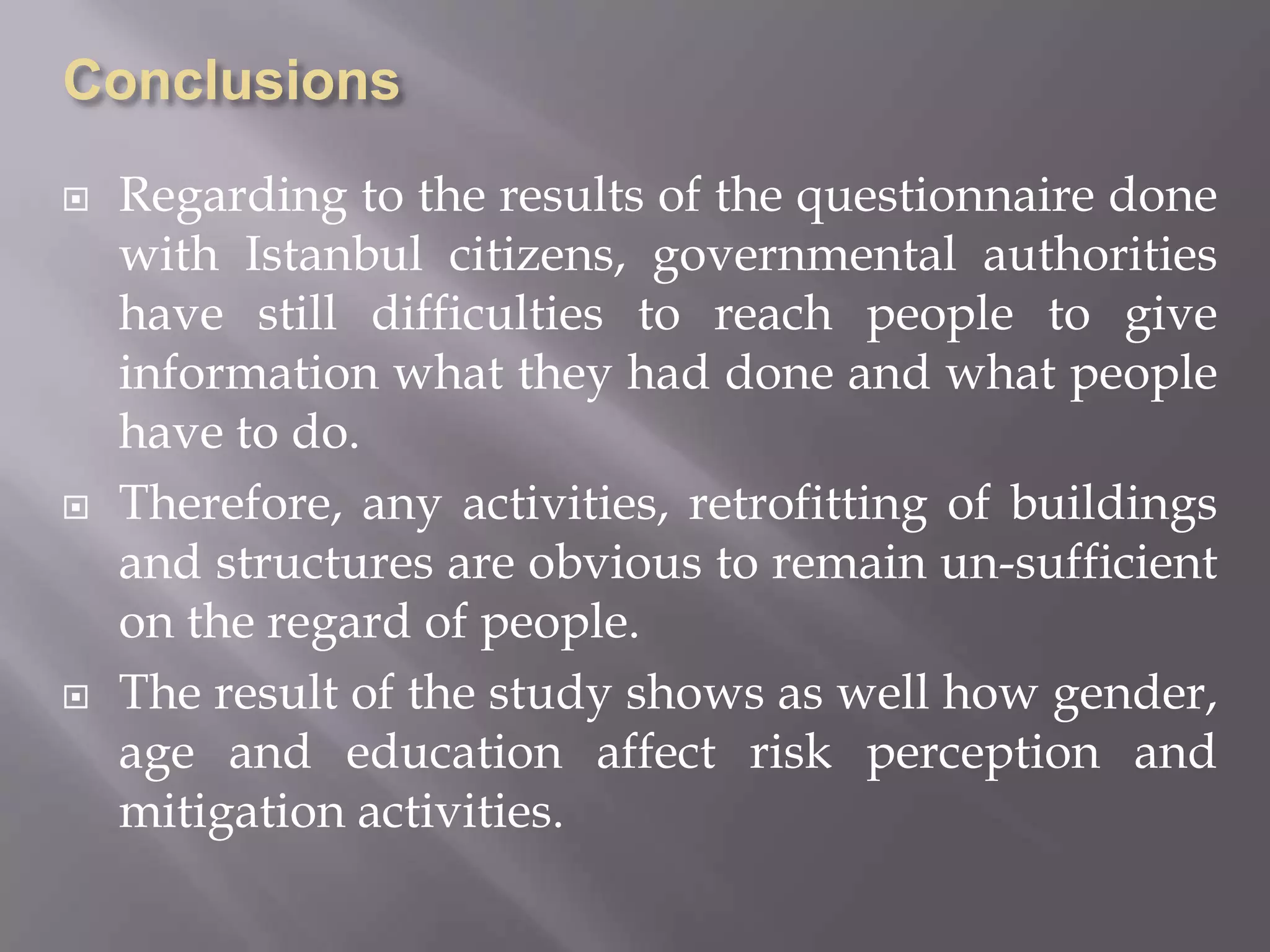 Earthquake Risk Perception of Istanbul Residents | PPTX