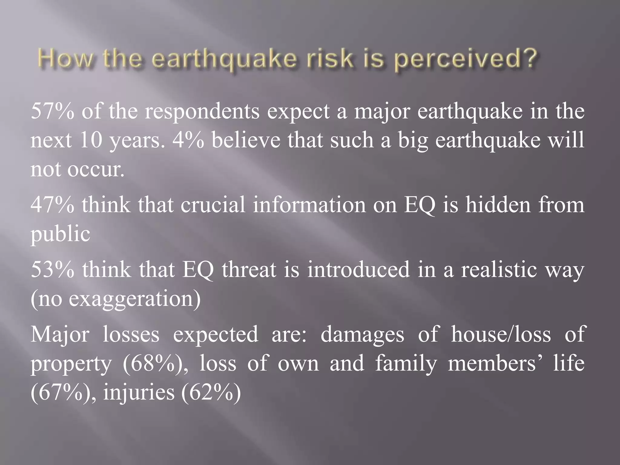 Earthquake Risk Perception of Istanbul Residents | PPTX