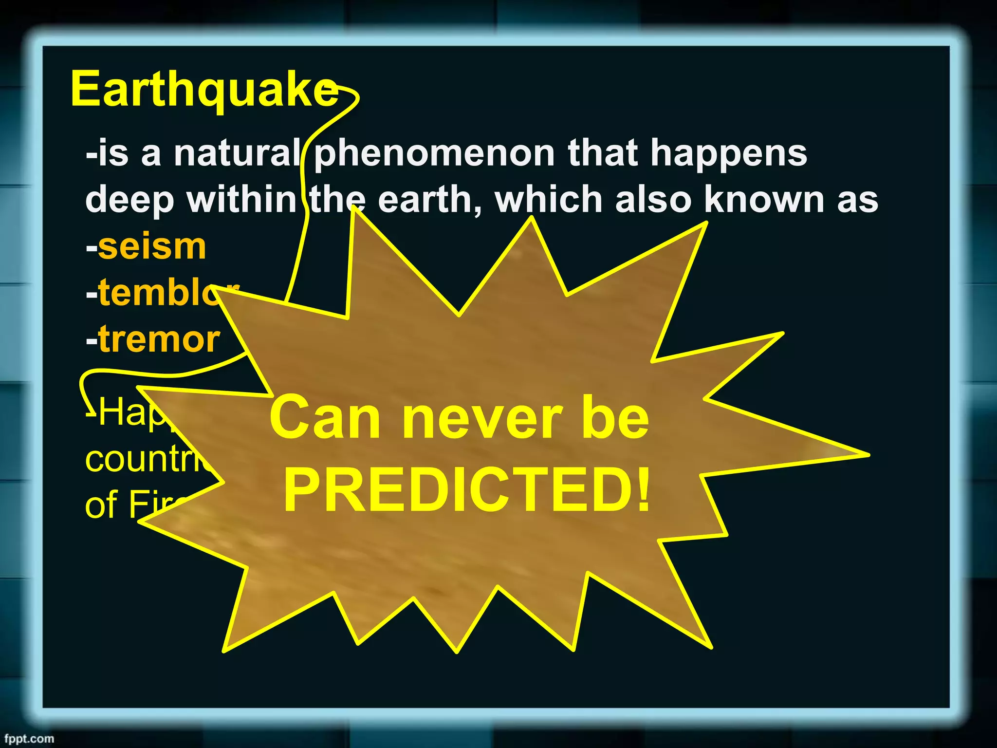 Earthquakes and Fault Grade 8 | PPTX