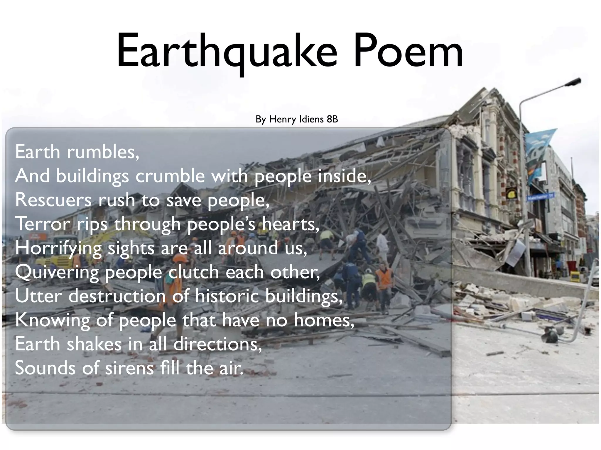 Earthquake poetry - 8B | KEY