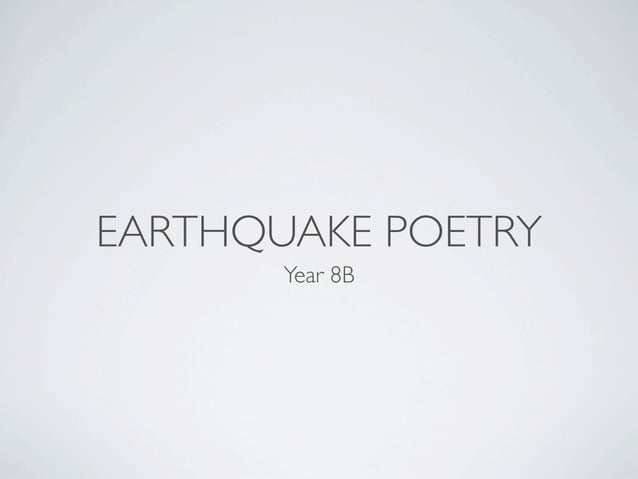 Earthquake poetry - 8B | KEY