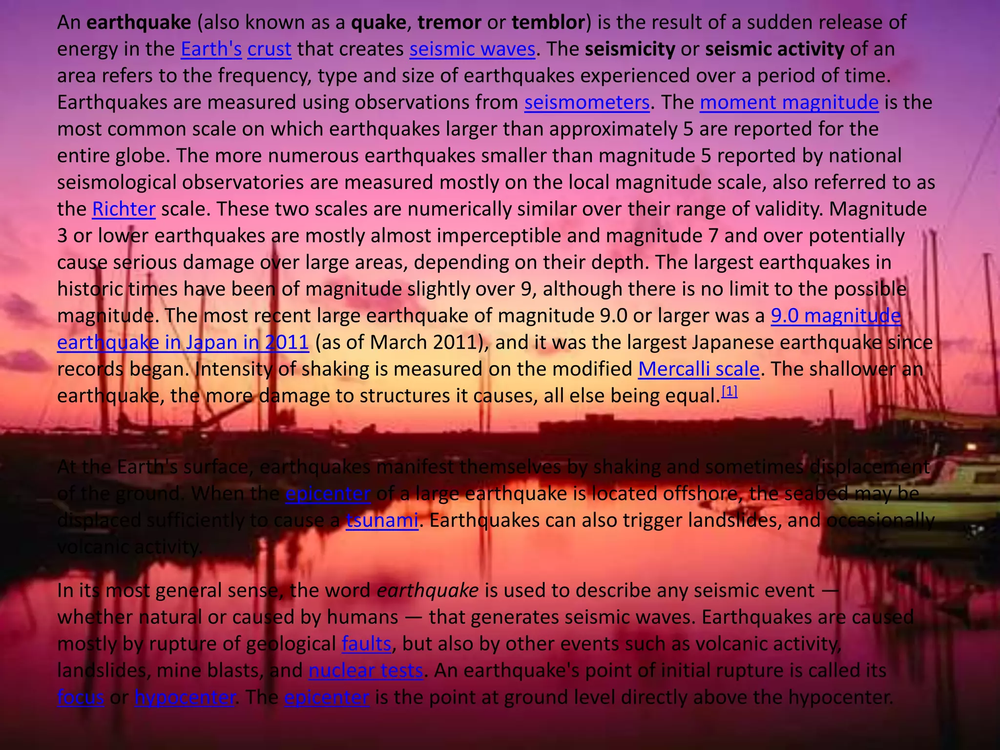 Earthquake an explanation text | PPTX