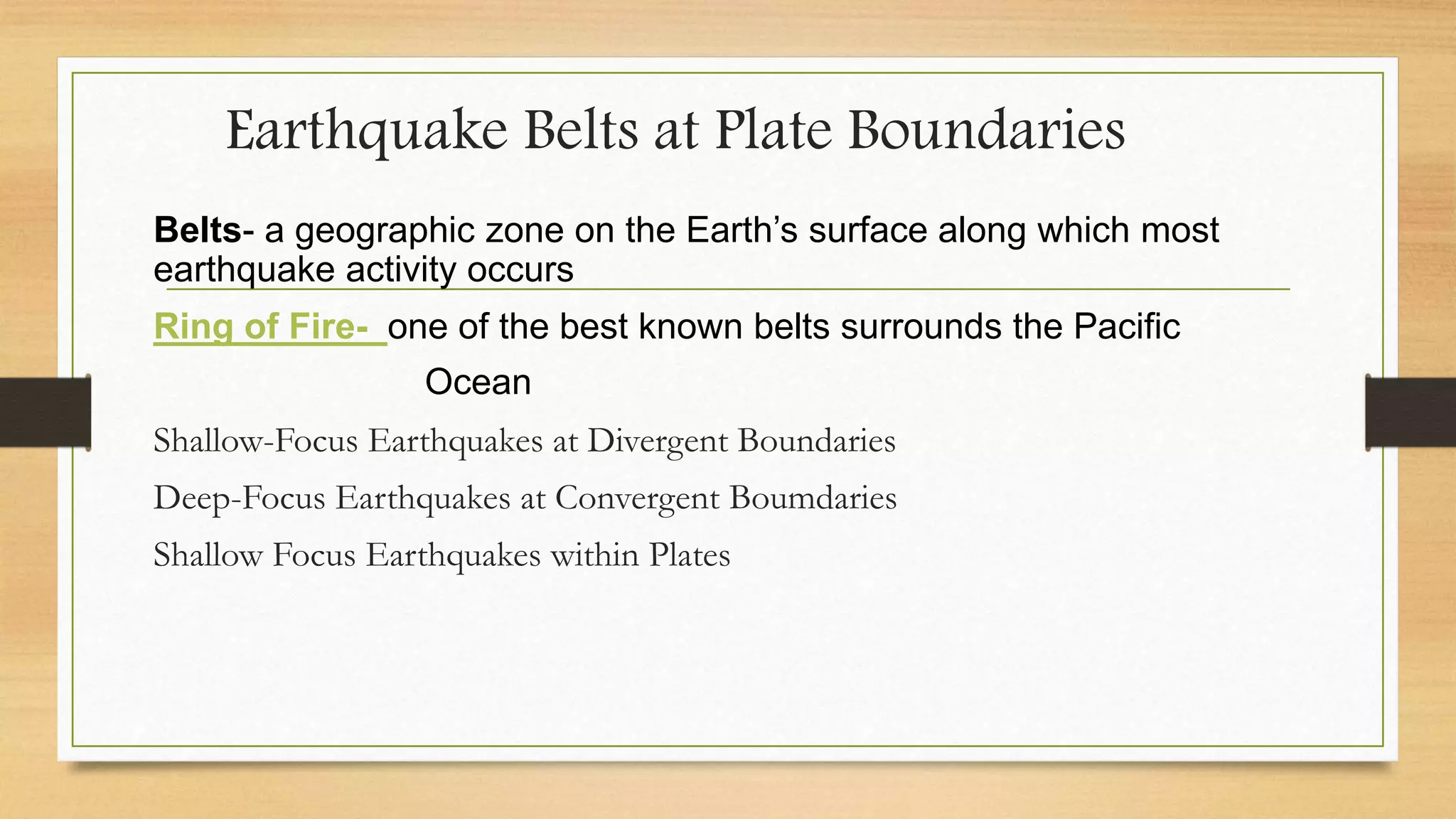 Earthquake belts and Plate Tectonics | PPTX