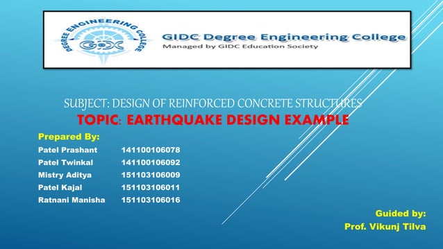 Earthquake design example | PPTX