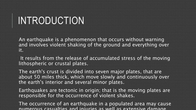 Earthquake - Disaster Management | PPTX
