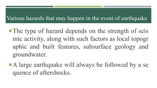 Earthquake hazards | PPTX