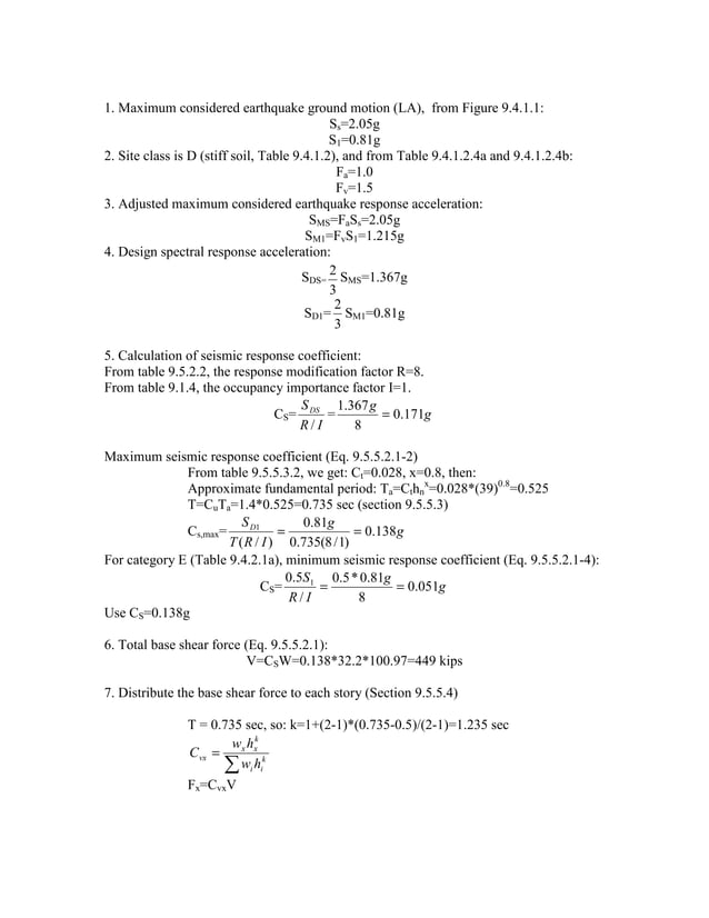 Earthquake Load Calculation (base shear method) | PDF | Civil ...