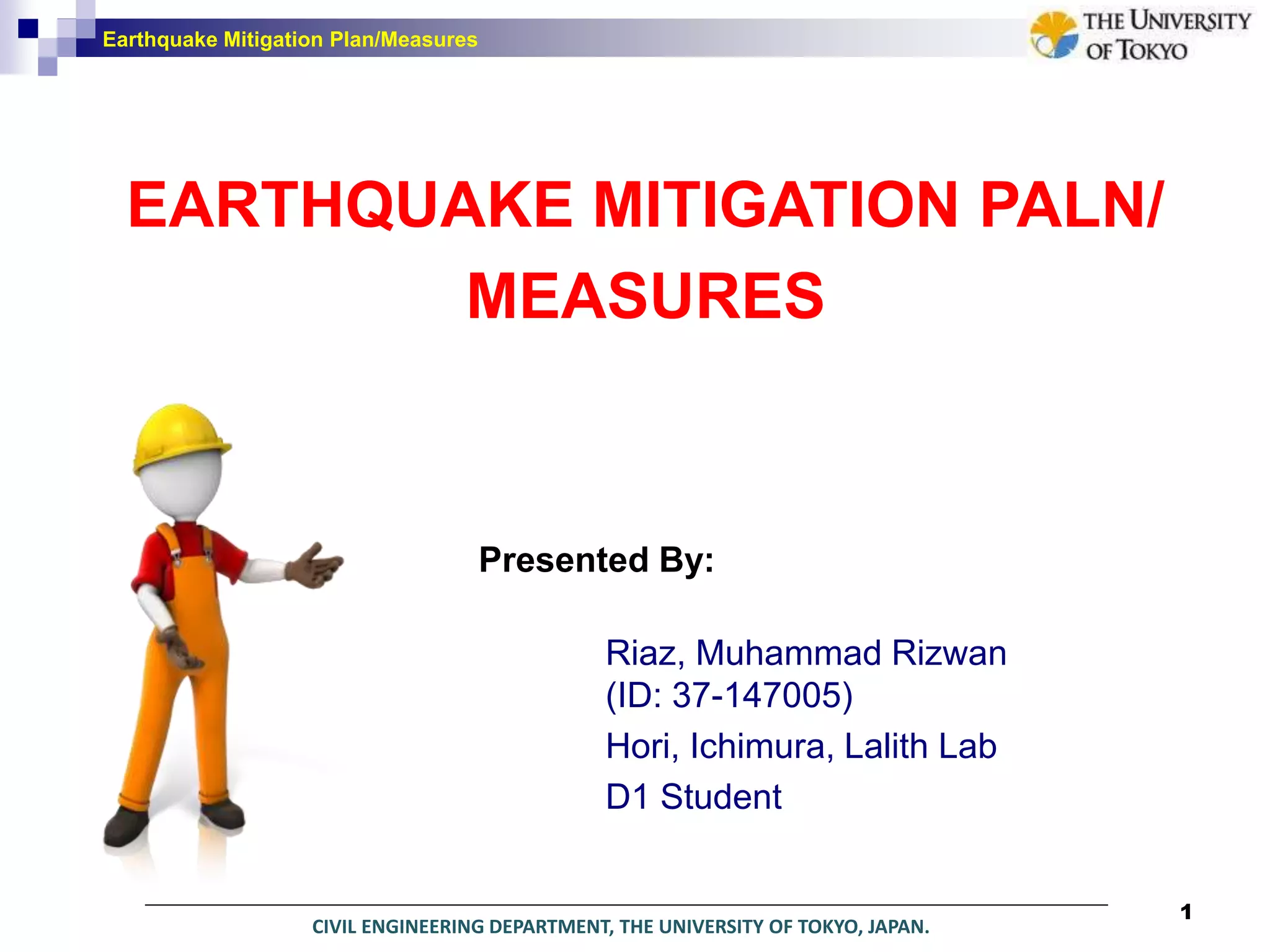 Earthquake mitigation plan and measures | PPTX