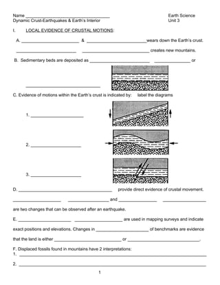 Earthquake Diagram Worksheet