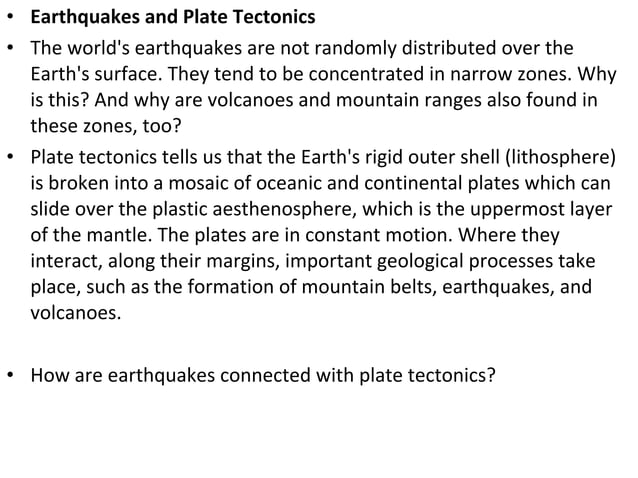 Earthquake plate tectonic- Geomorphology Chapter | PPT | Geology | Science