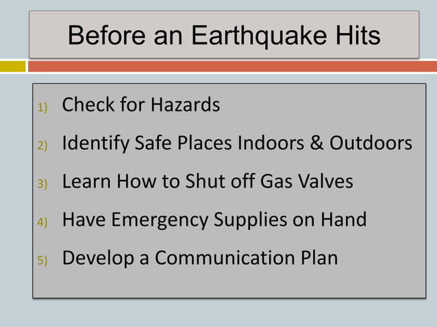 Earthquake preparedness ppt | PPTX
