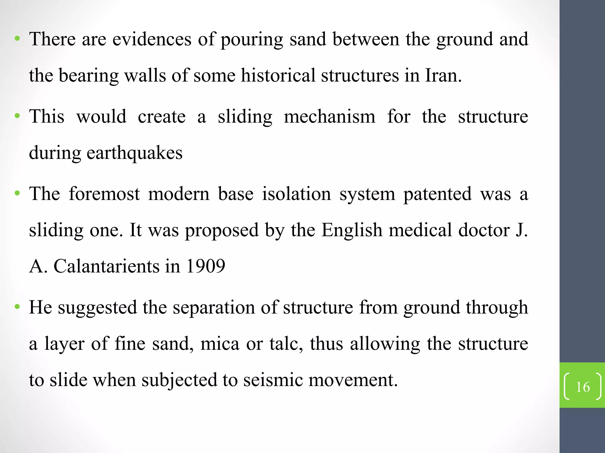 Earthquake protection of buildings by seismic isolation | PPTX