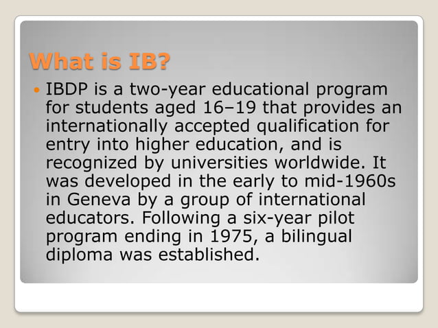 IB presentation | PPT