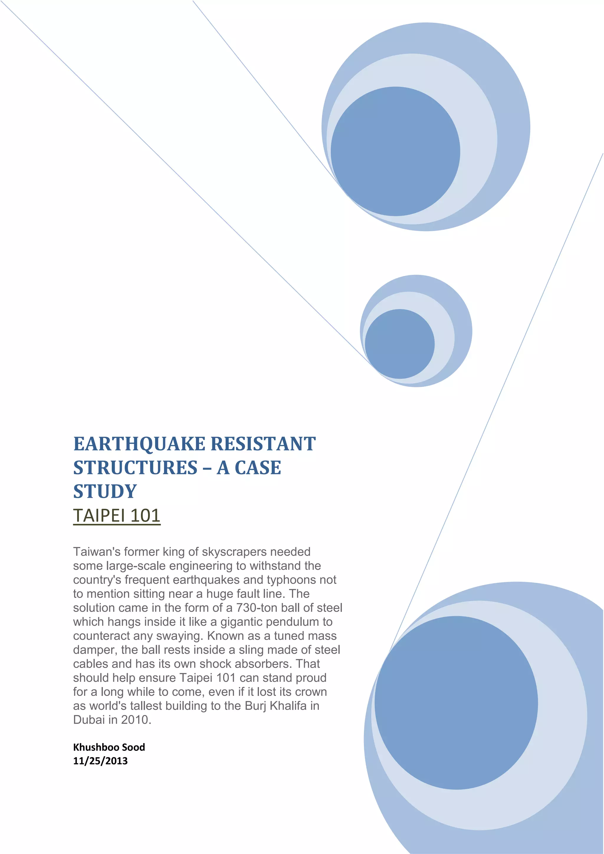 Earthquake Resistant Structures Taipei 101 | DOCX