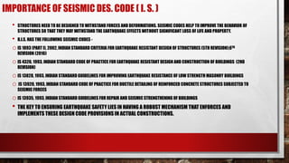 Earthquake resisting structure (buildings) final | PPTX