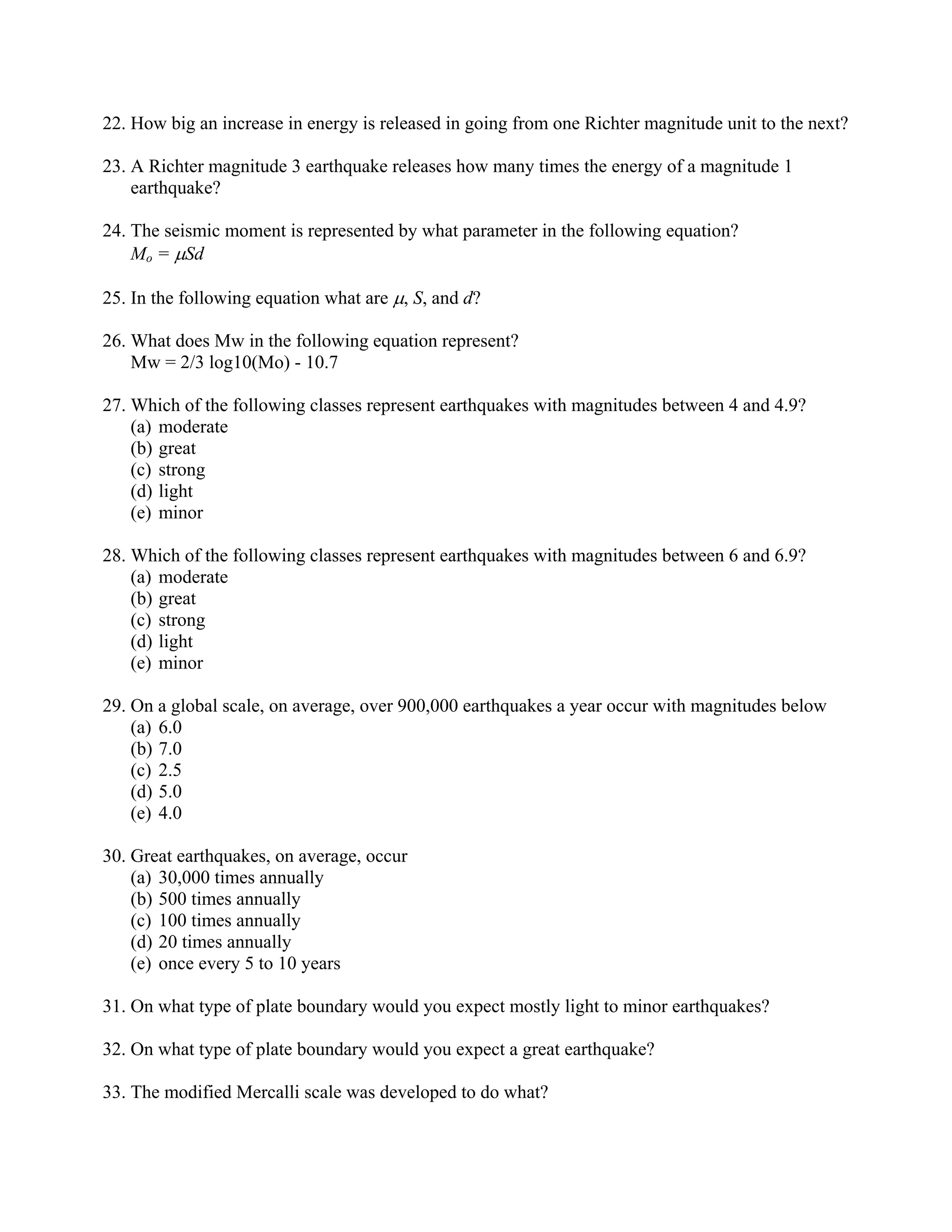 Test Earthquakes.pdf questions on earthquake | PDF