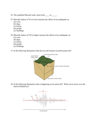 Test Earthquakes.pdf questions on earthquake | PDF