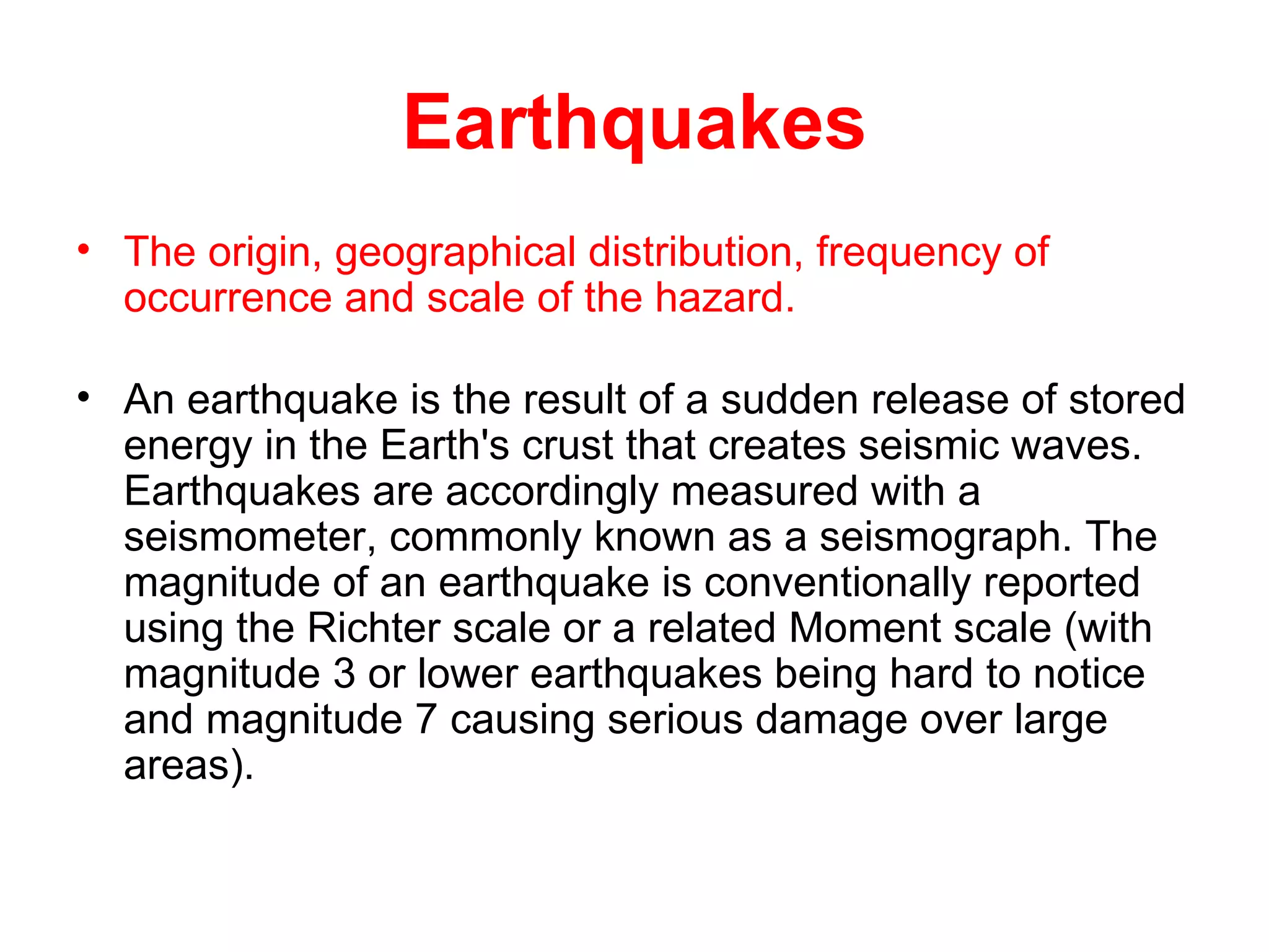 Earthquakes A2 Hazards | PPT
