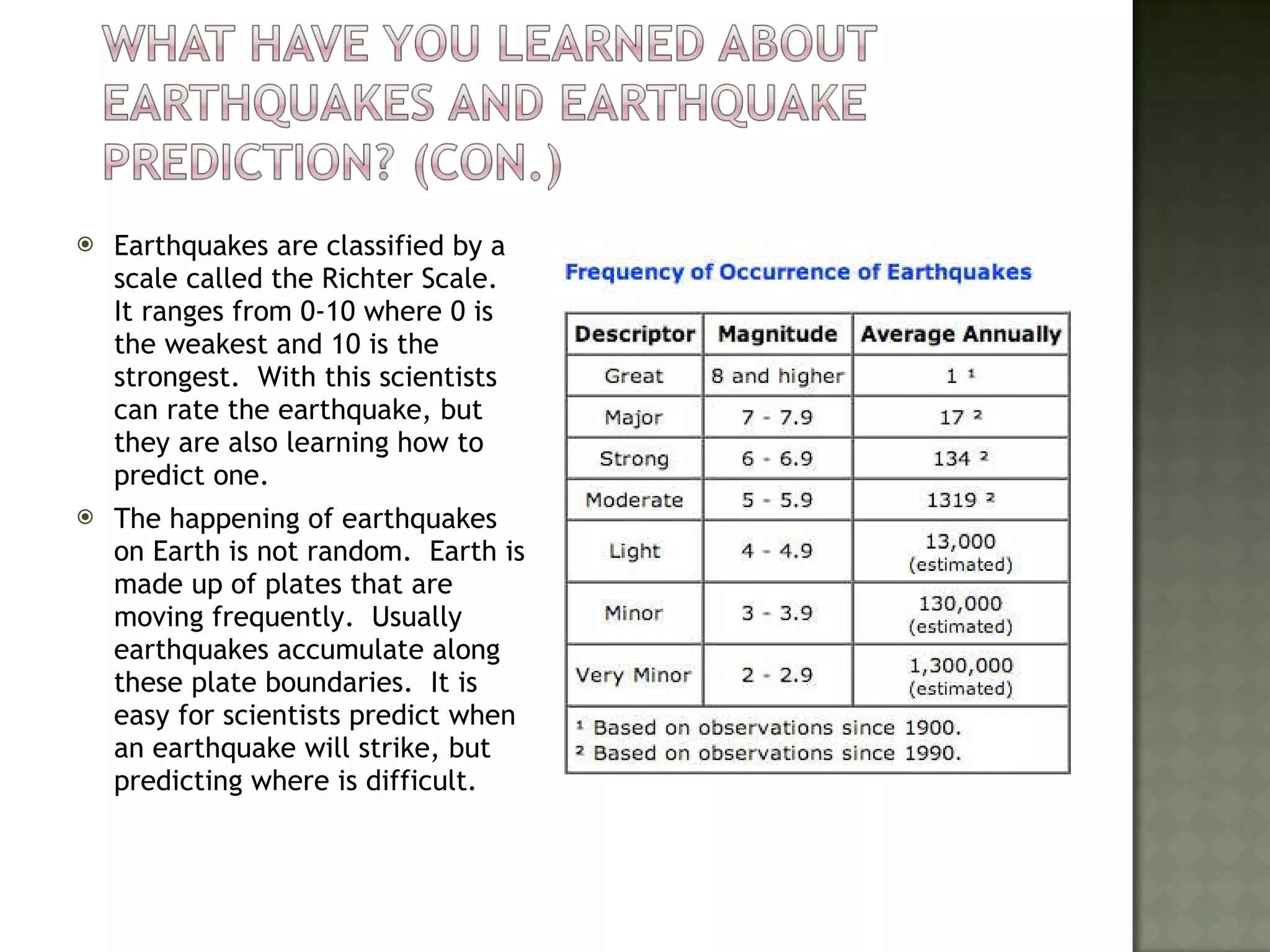 Earthquakes and earthquake predication | PPT