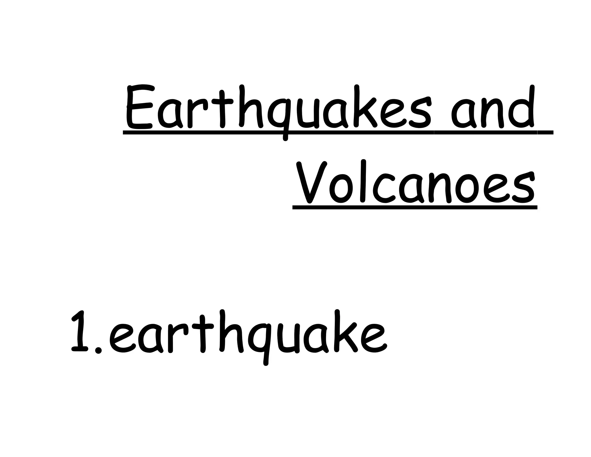 Earthquakes and volcanoes vocabulary | DOC
