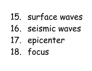 Earthquakes and volcanoes vocabulary | DOC