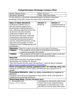 Earthquakes Lesson Plan | DOCX