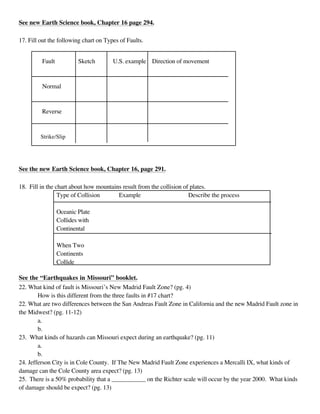 Earthquakes study guide | PDF