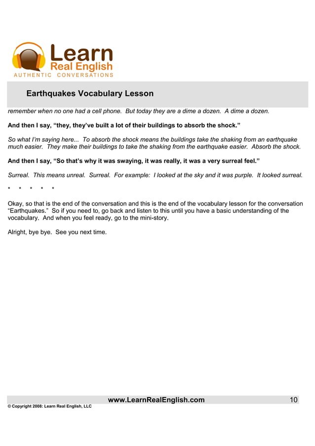 Earthquakes vocabulary | PDF