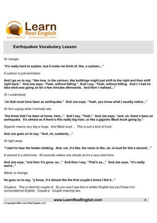 Earthquakes vocabulary | PDF