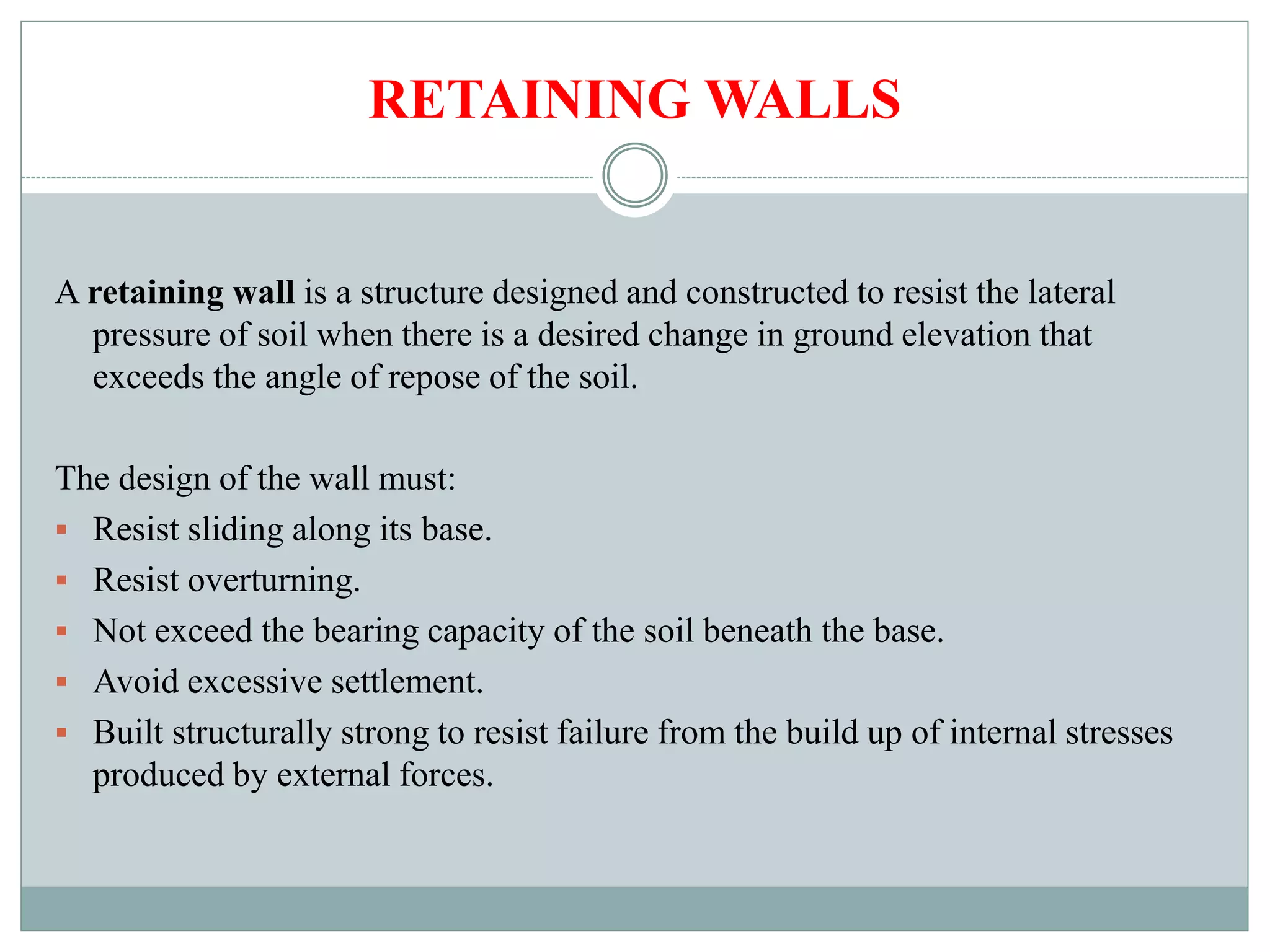 EARTH RETAINING STRUCTURES & TYPES OF RETAINING WALL.pptx