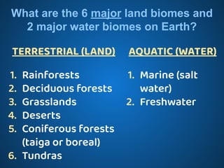 Earth’s Aquatic Biomes with diagrams and images | PDF