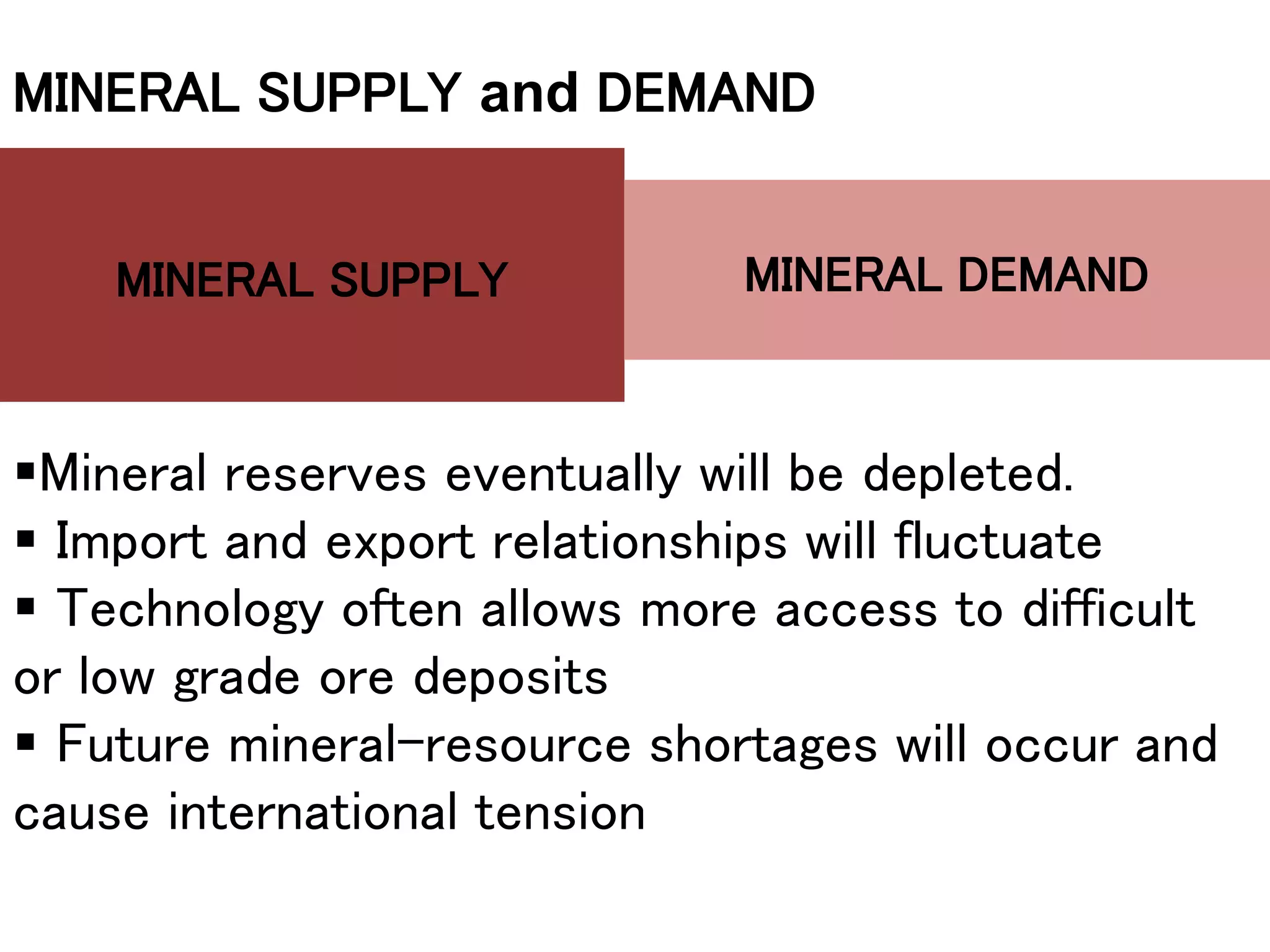 SOIL AS A RESOURCE (MINERAL DEPOSITS; METALLIC, NON-METALLIC AND ROCK ...