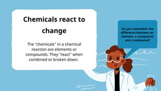 Chemical Reaction Chemical reactions involve changes in substances. | PPTX