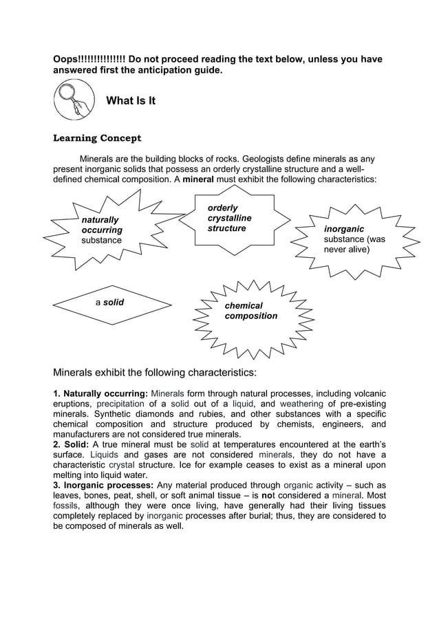 EarthScience12_Q1_Mod2_Minerals_and_Rocks_ver3 (1).pdf | Geology | Science