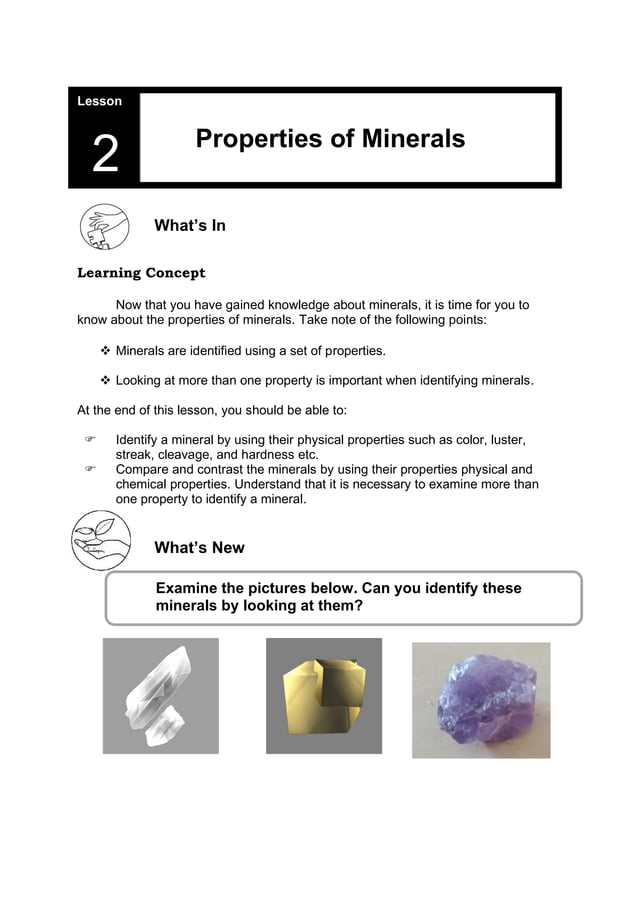 EarthScience12_Q1_Mod2_Minerals_and_Rocks_ver3 (1).pdf | Geology | Science