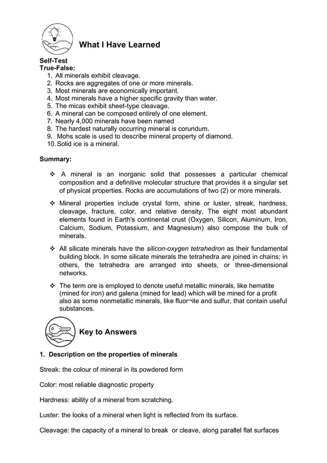 EarthScience12_Q1_Mod2_Minerals_and_Rocks_ver3 (1).pdf | Geology | Science