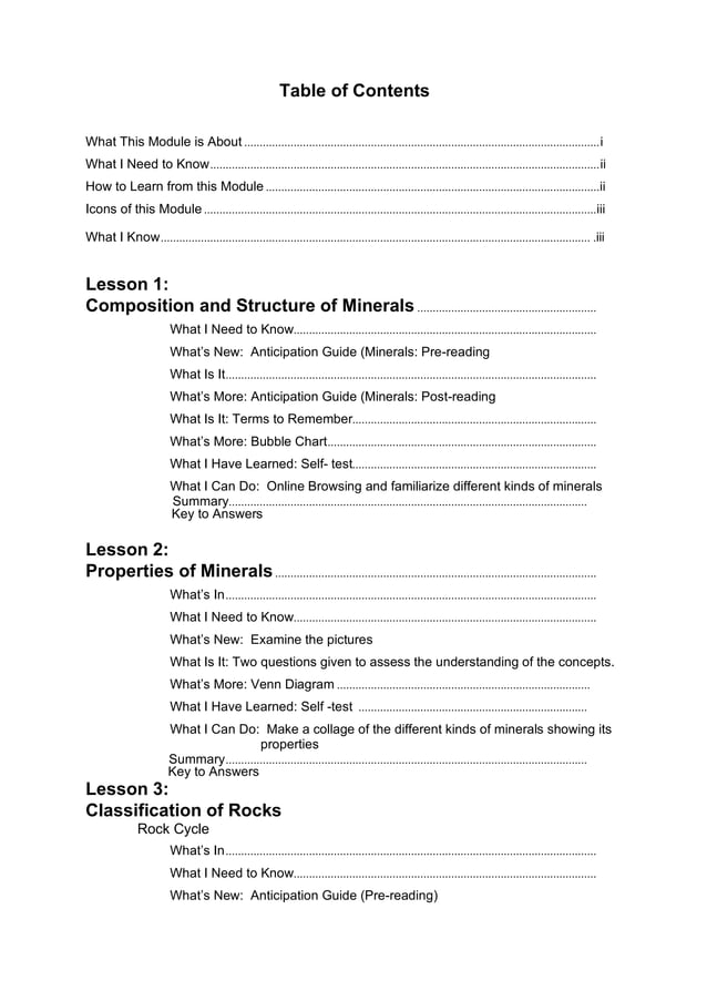 EarthScience12_Q1_Mod2_Minerals_and_Rocks_ver3 (1).pdf | Geology | Science