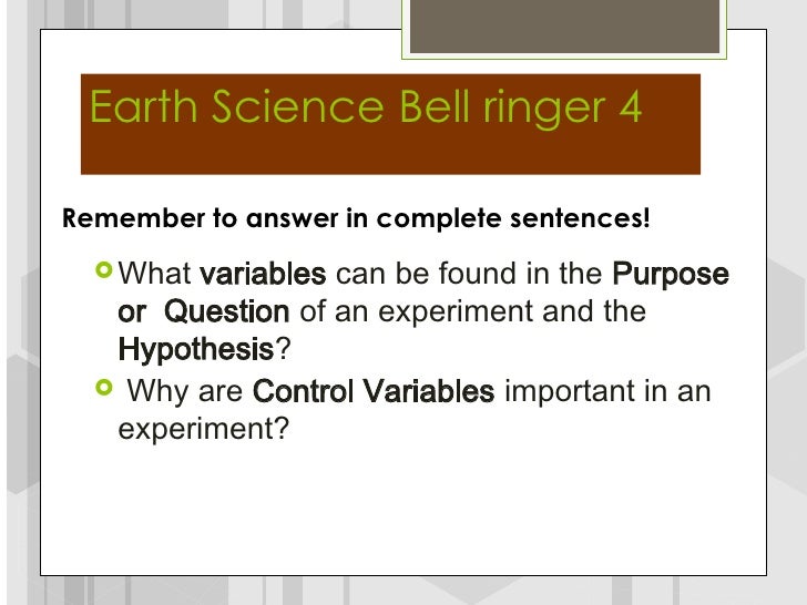 Earth science bell ringers week 1