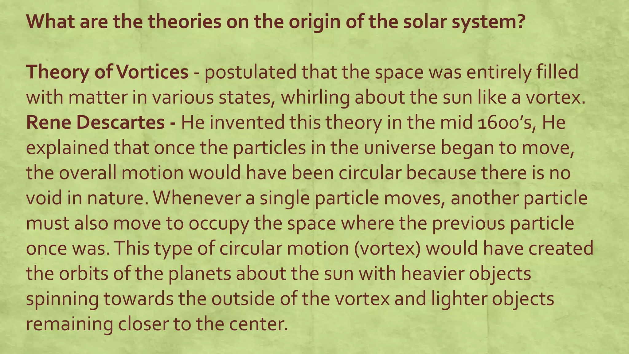 Historical Development of Theories on regards to the Origin of the ...