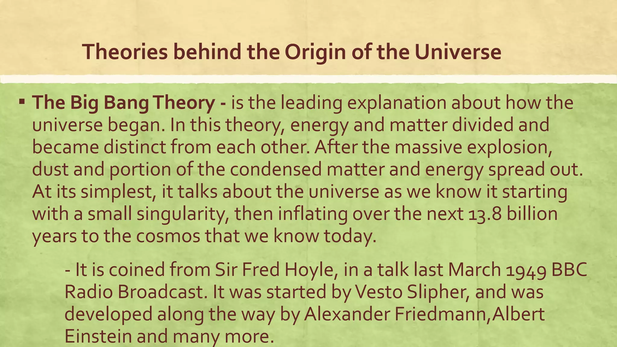 Historical Development of Theories on regards to the Origin of the ...